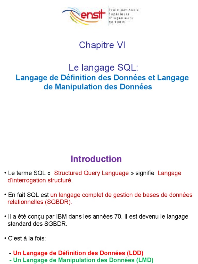 Cours 5 BD Info 2019 | PDF | SQL | Base de données relationnelle Cours 5 BD Info 2019 | PDF | SQL | Base de données relationnelle