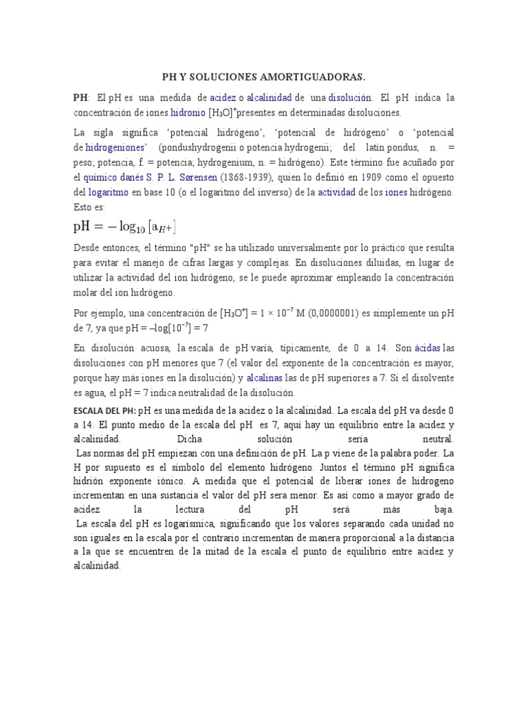 Soluciones Amortiguadoras y PH Clase V Bioquimica | PDF | Ph | Solución tampón