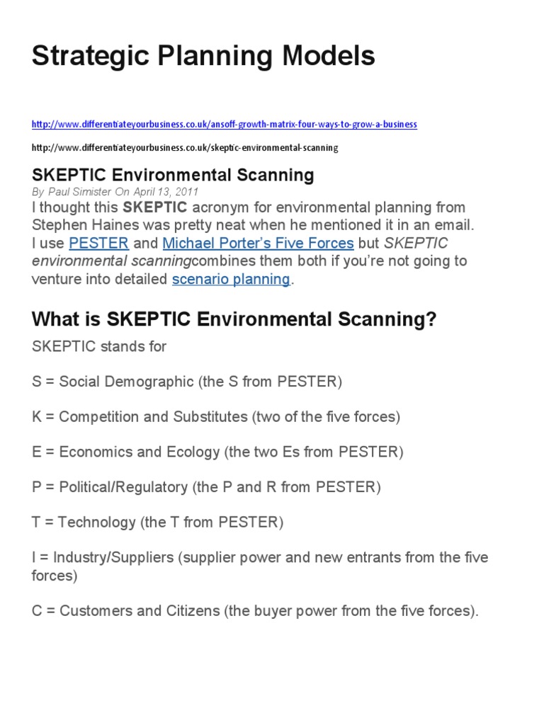 +++strategic Planning Models | PDF