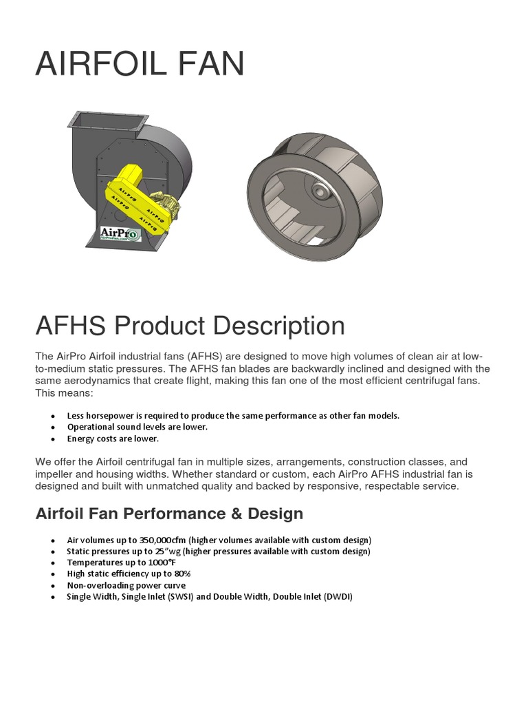 Airfoil Fan | PDF | Gas Technologies | Applied And Interdisciplinary ...