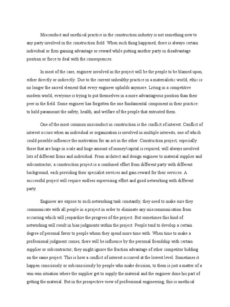 Unethical Practices in Construction Management | PDF | Business | Bribery