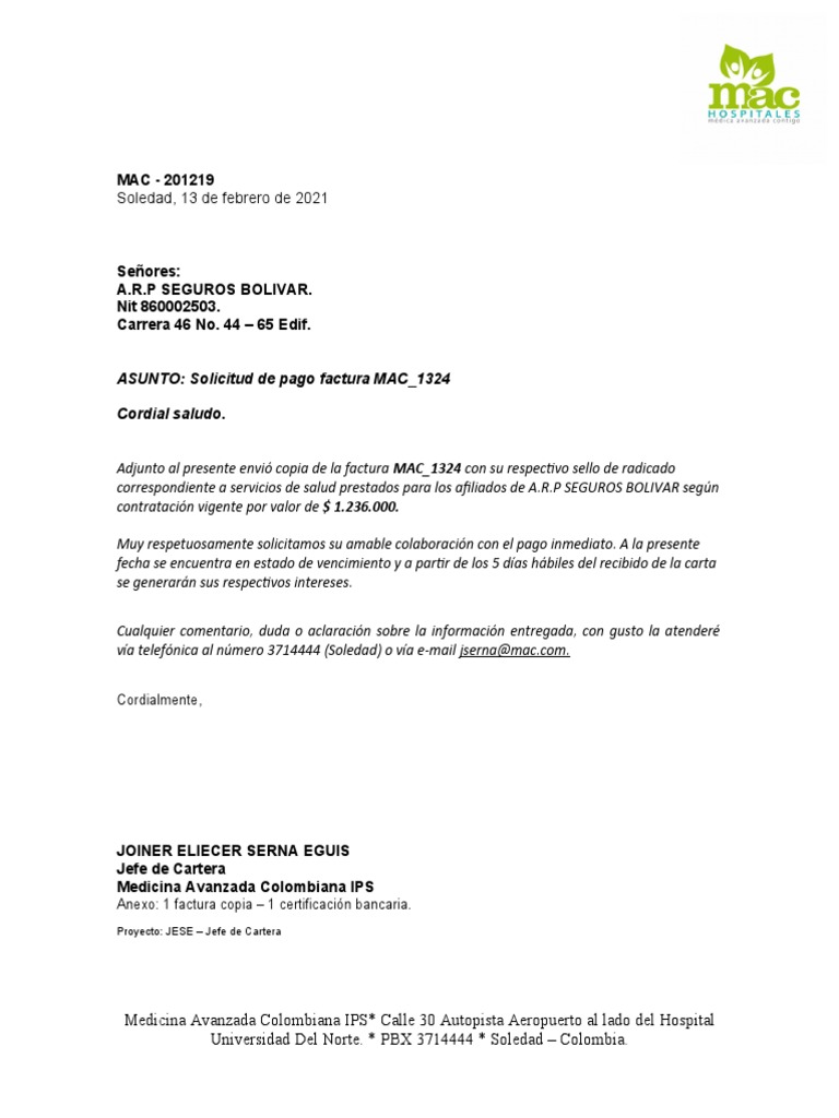 Carta Modelo para Cobro | PDF