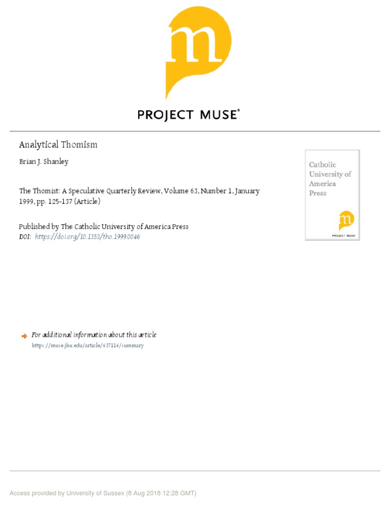 Brian J. Shanley, O.P. - Analytical Thomism | PDF | Thomism | Free Will