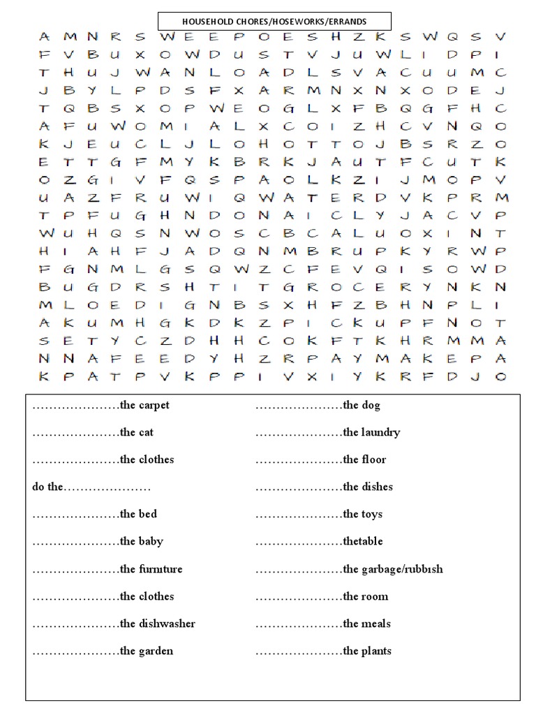 chores wordsearch