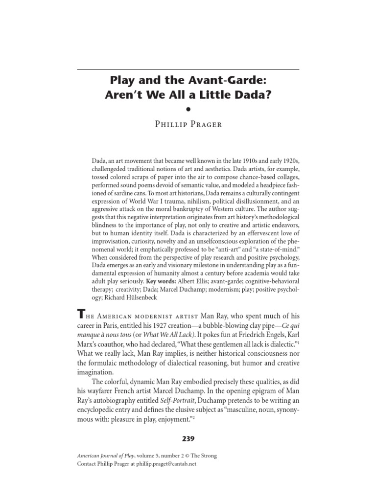 Prager - Dada Play | PDF | Modernism | Aesthetics