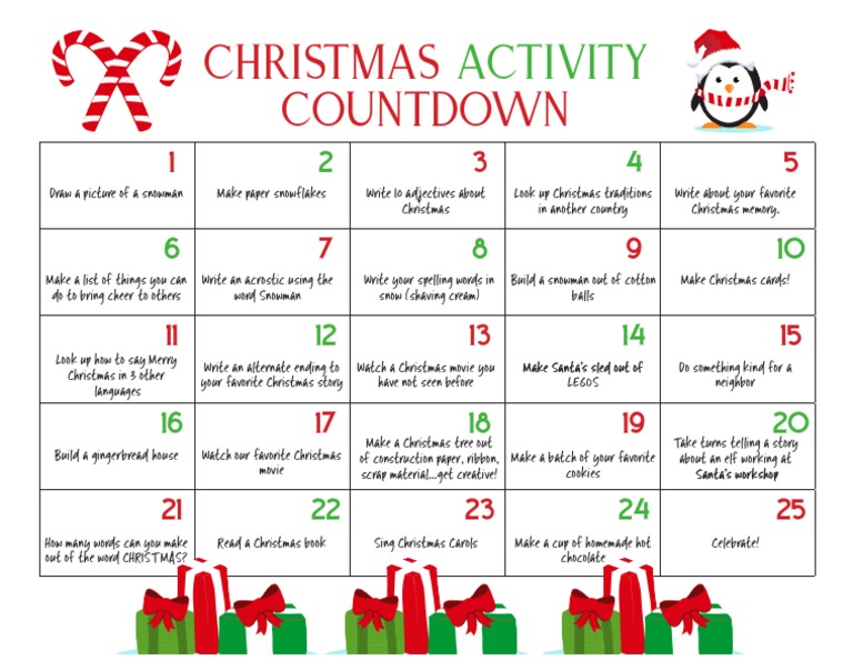 Christmas Activity Countdown Teacher Switcher | PDF | Christmas ...