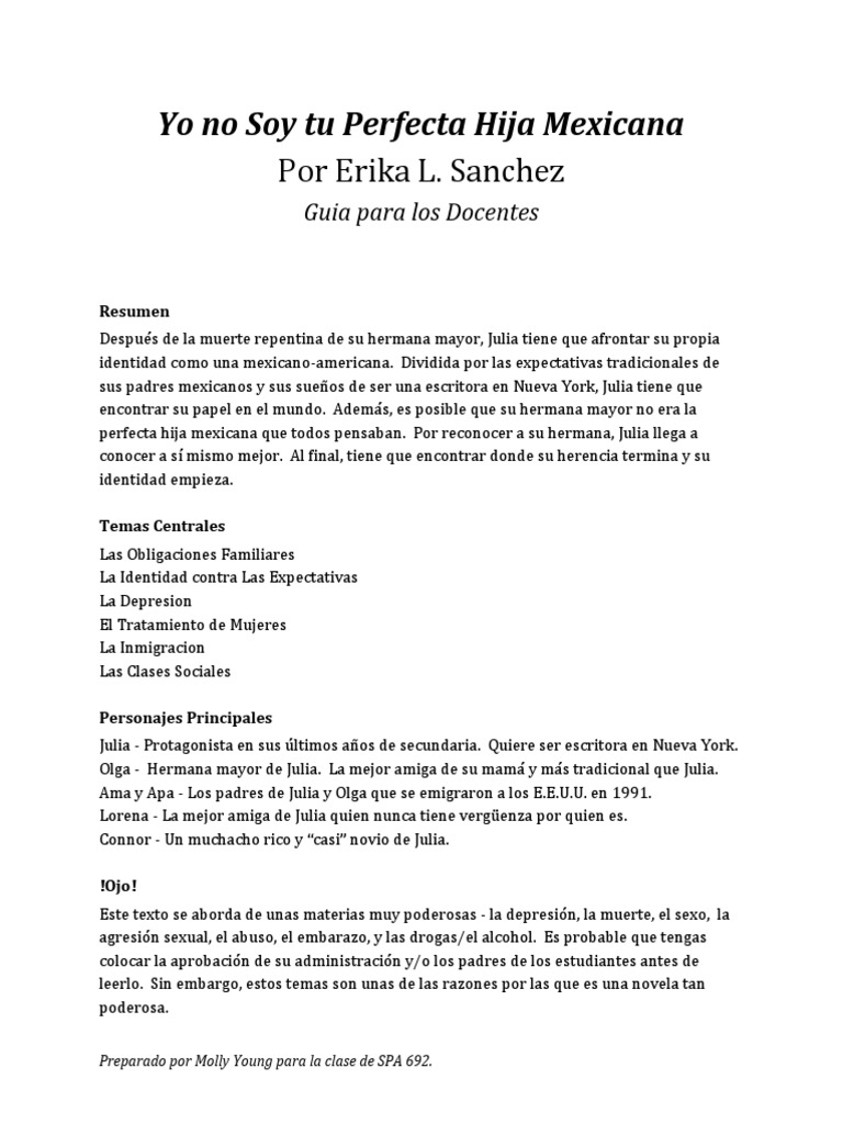 Guia para Yo No Soy Tu Perfecta Hija Mexicana | PDF | Novelas | Science
