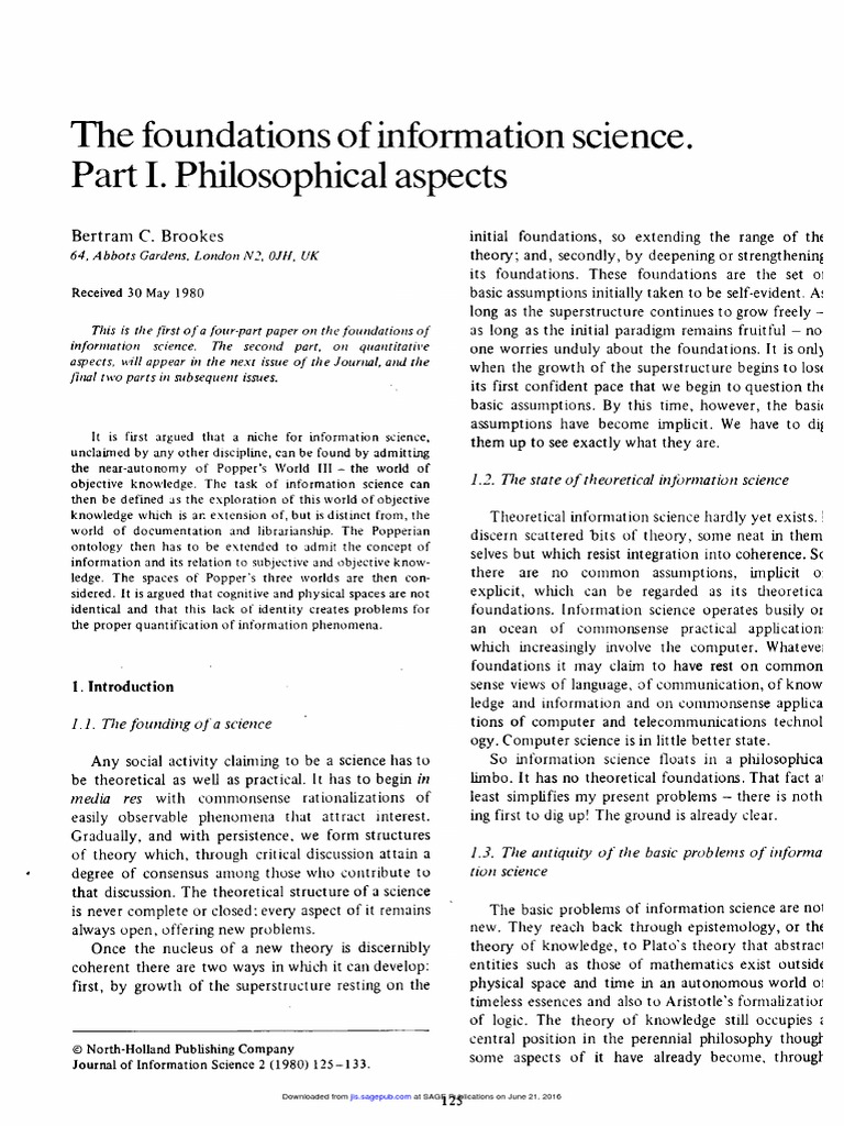 The Foundations of Information Science | PDF | Karl Popper | Theory