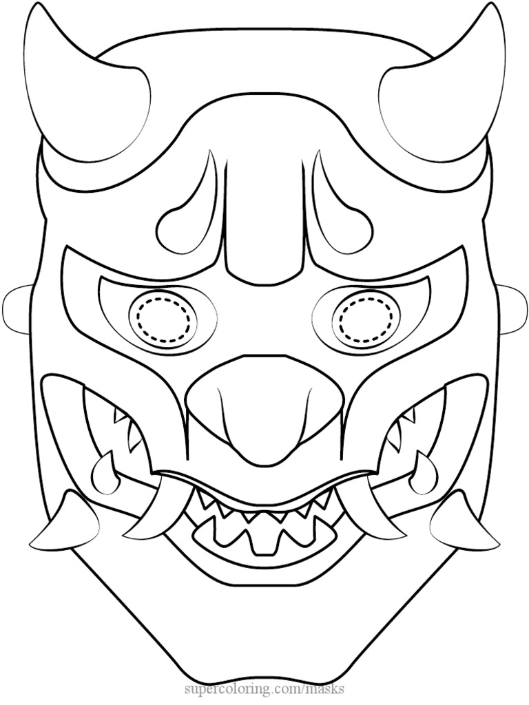Oni Mask Outline Paper Craft | PDF