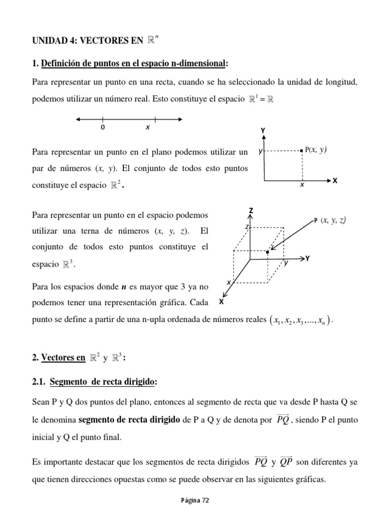 Mat-233 Unidad I Vectores de R N | PDF | Vector Euclidiano | Escalar (Matemáticas)