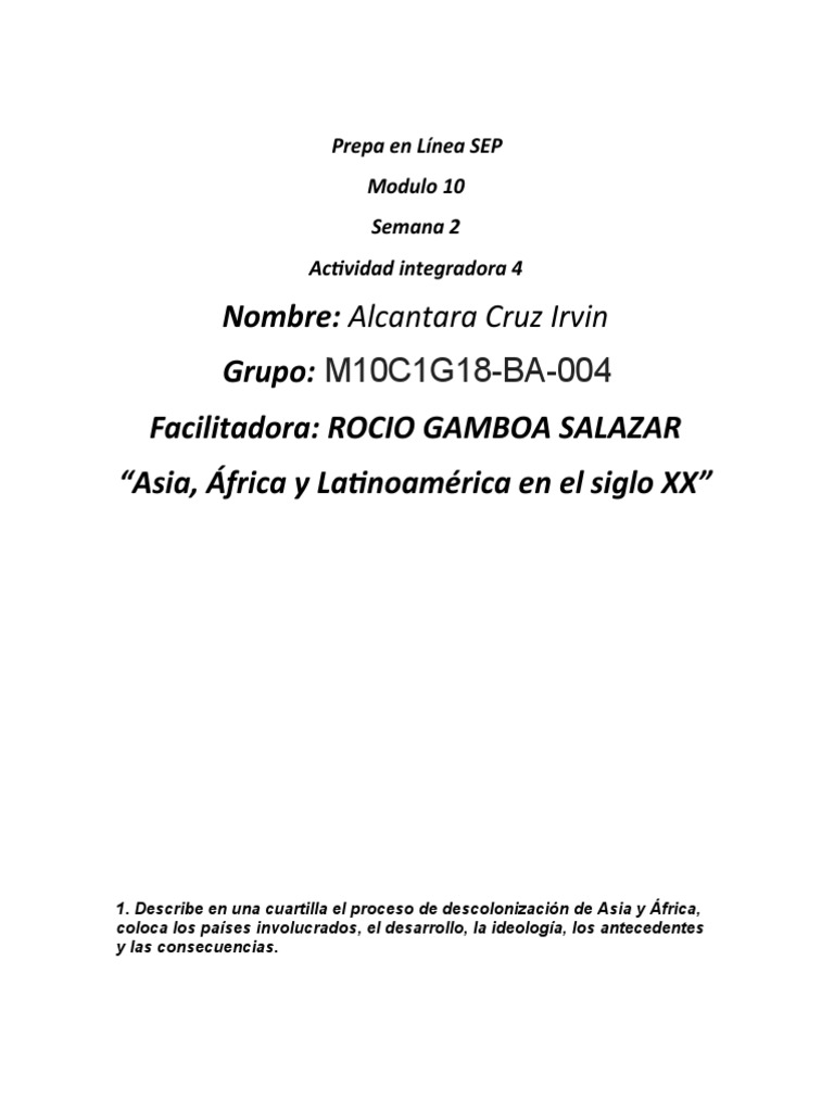 Modulo10 Tarea4 | PDF | Descolonización | Colonialismo