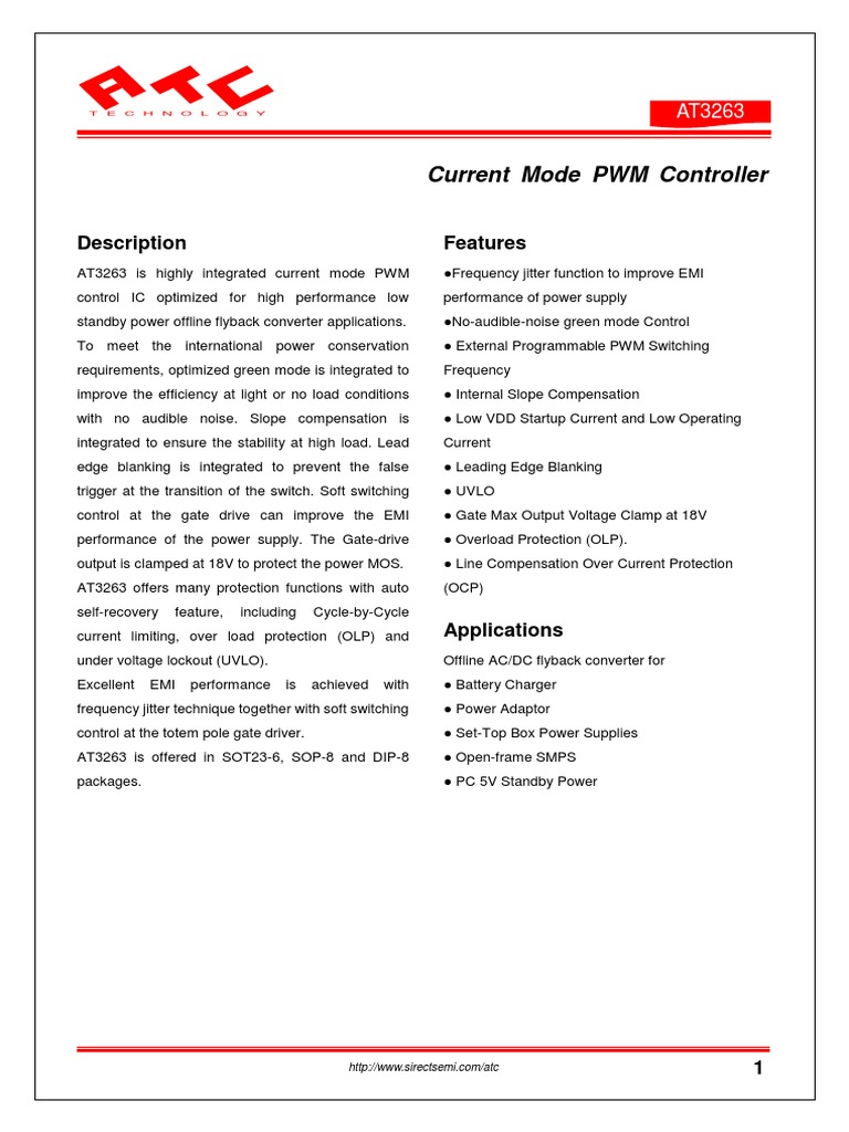 Description Features: Current Mode PWM Controller | PDF | Power Supply | Field Effect Transistor