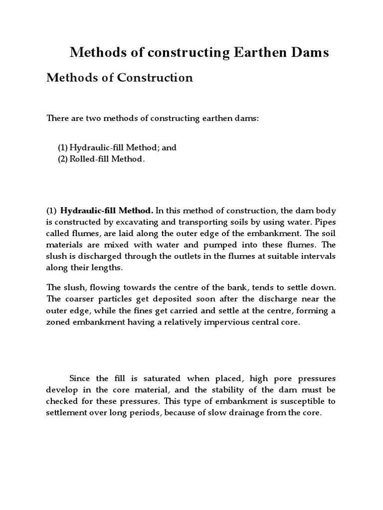 Earthen Dam Construction Methods | PDF | Dam | Levee