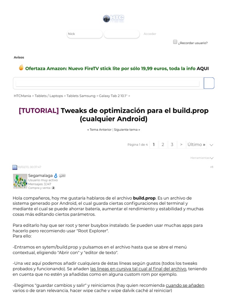 (TUTORIAL) Tweaks de Optimización para El Build - Prop (Cualquier Android) - HTCMania | PDF ...
