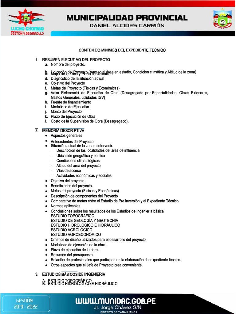 Contenido Minimos Del Expediente Tecnico Riego | PDF | Presupuesto | Naturaleza