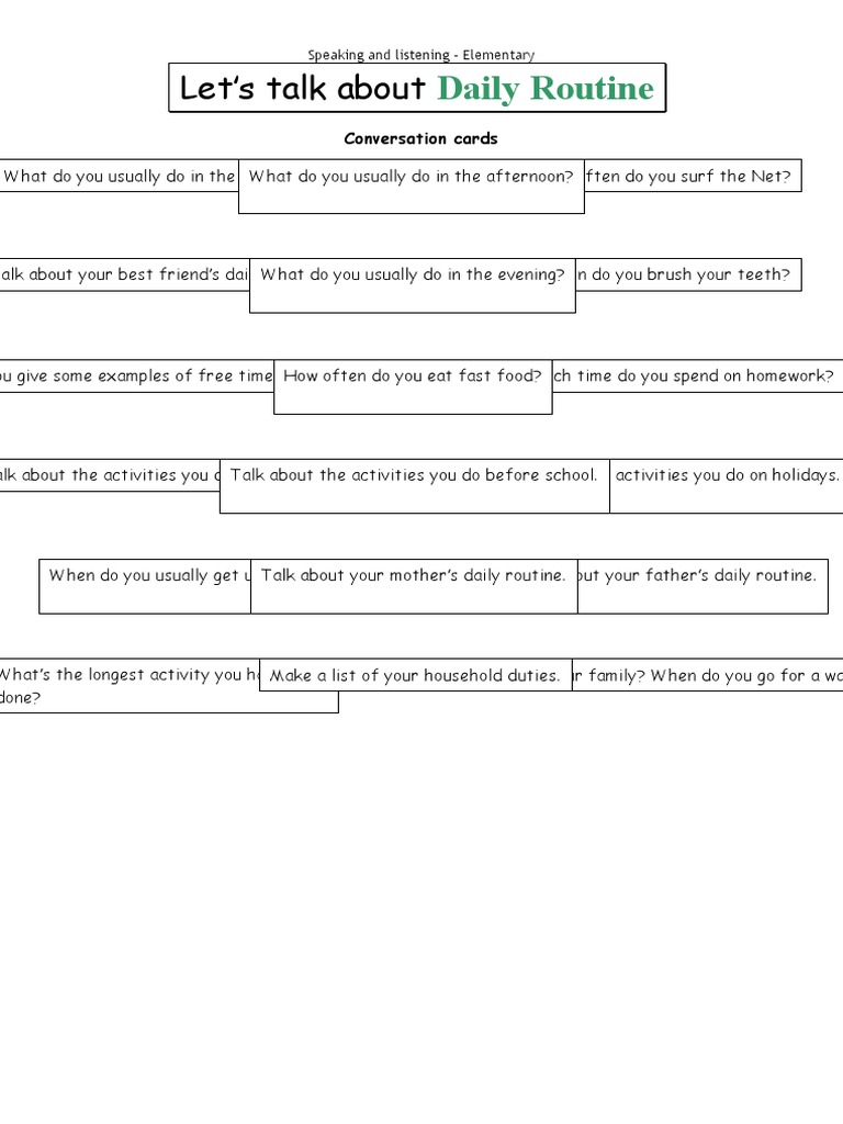 Lets Talk About Daily Routine Games 107349 | PDF