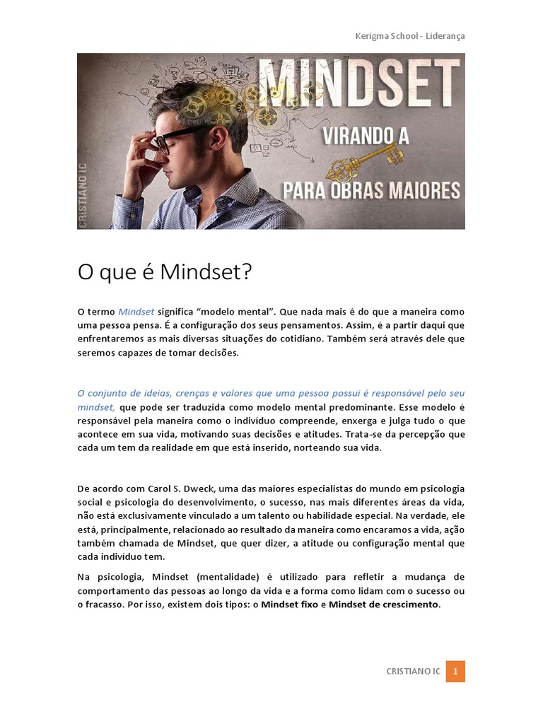 Mindset - Virando A Chave para Obras Maiores | PDF | Mentalidade | Pensamento