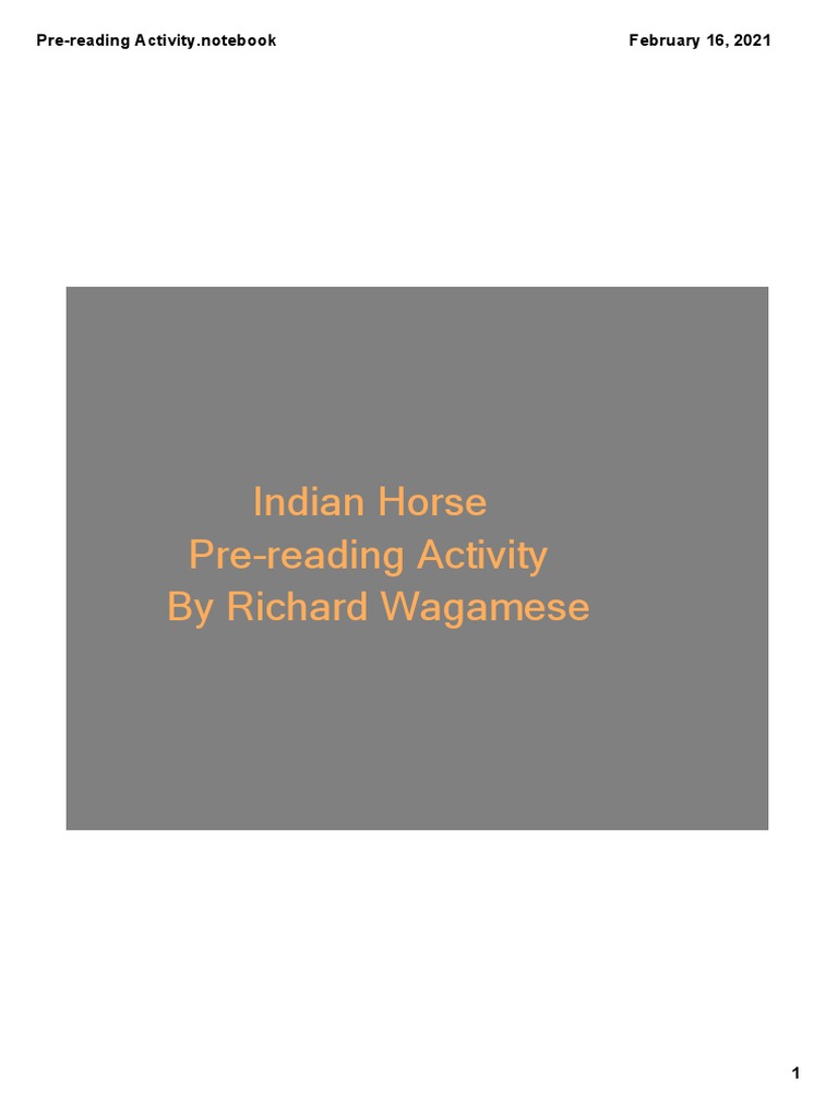 Pre-Reading Questions for Indian Horse | PDF