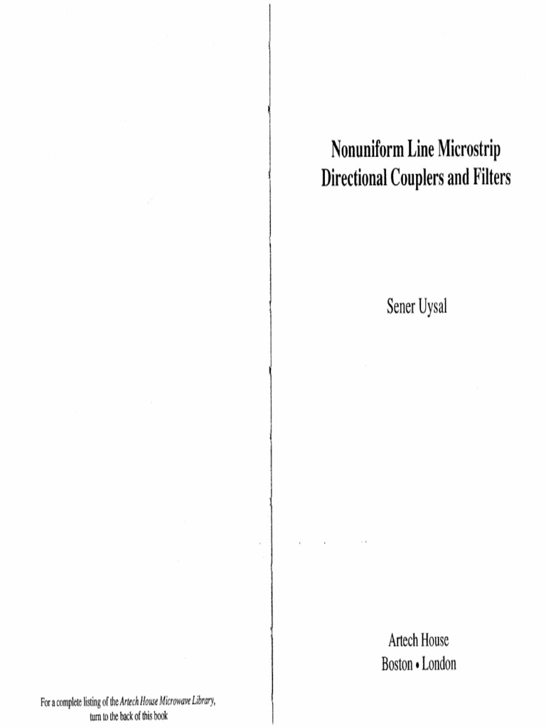 Nonuniform Line Microstrip Directional Couplers and Filters by Sener ...