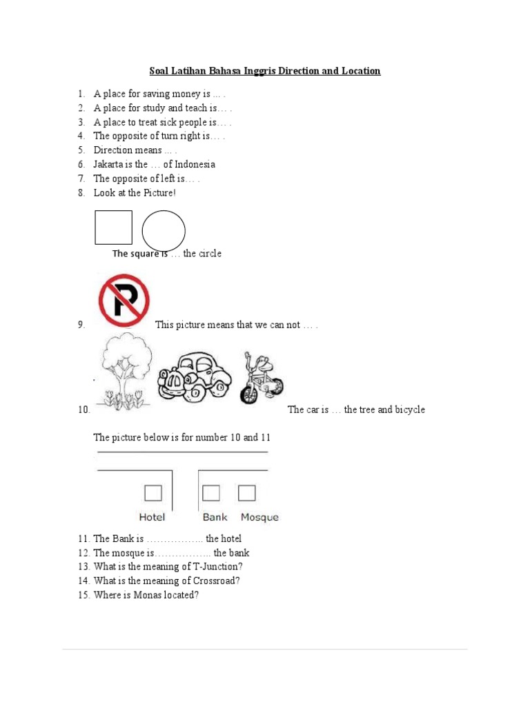 Soal Latihan Bahasa Inggris Direction and Location | PDF | Career ...