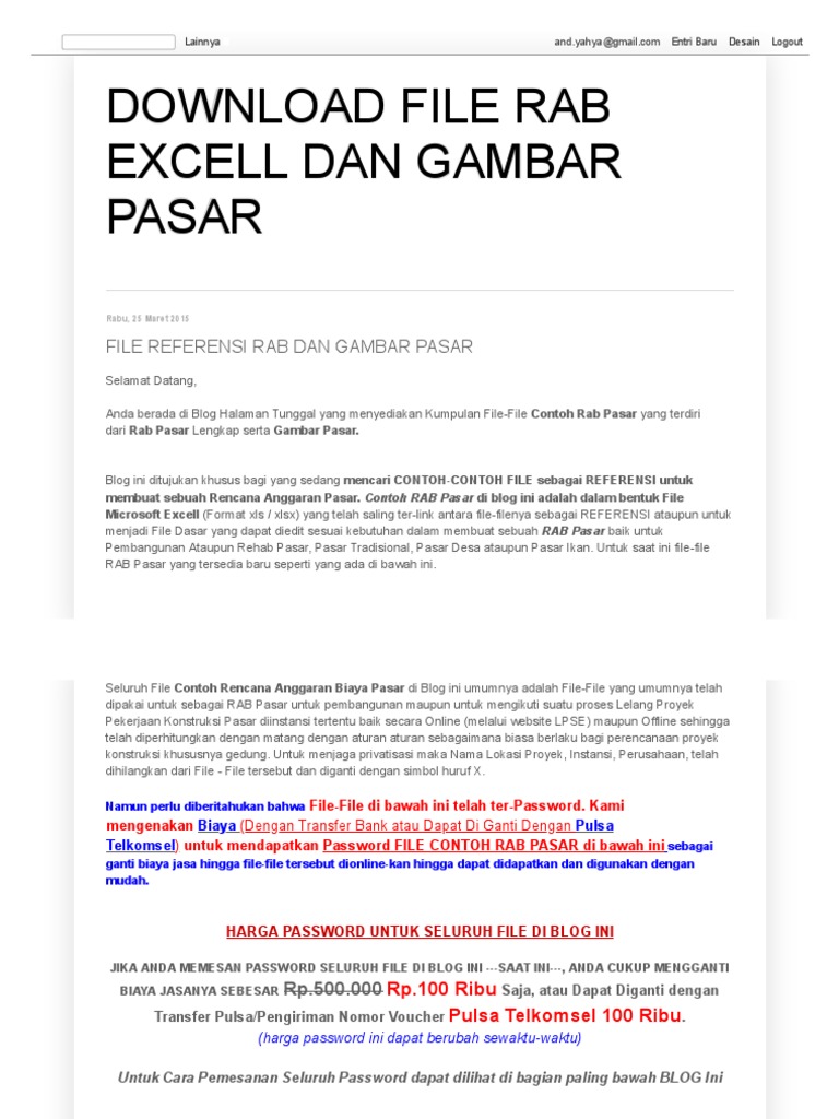 File Referensi Rab Dan Gambar Pasar-Bag-1 | PDF