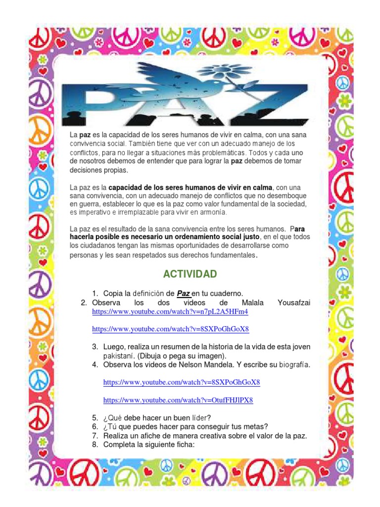 El Valor de la Paz en la Sociedad | PDF | Crecimiento personal y ...