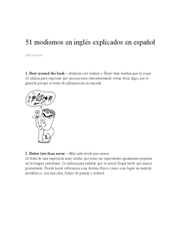 51 Modismos en Inglés Explicados en Español | PDF