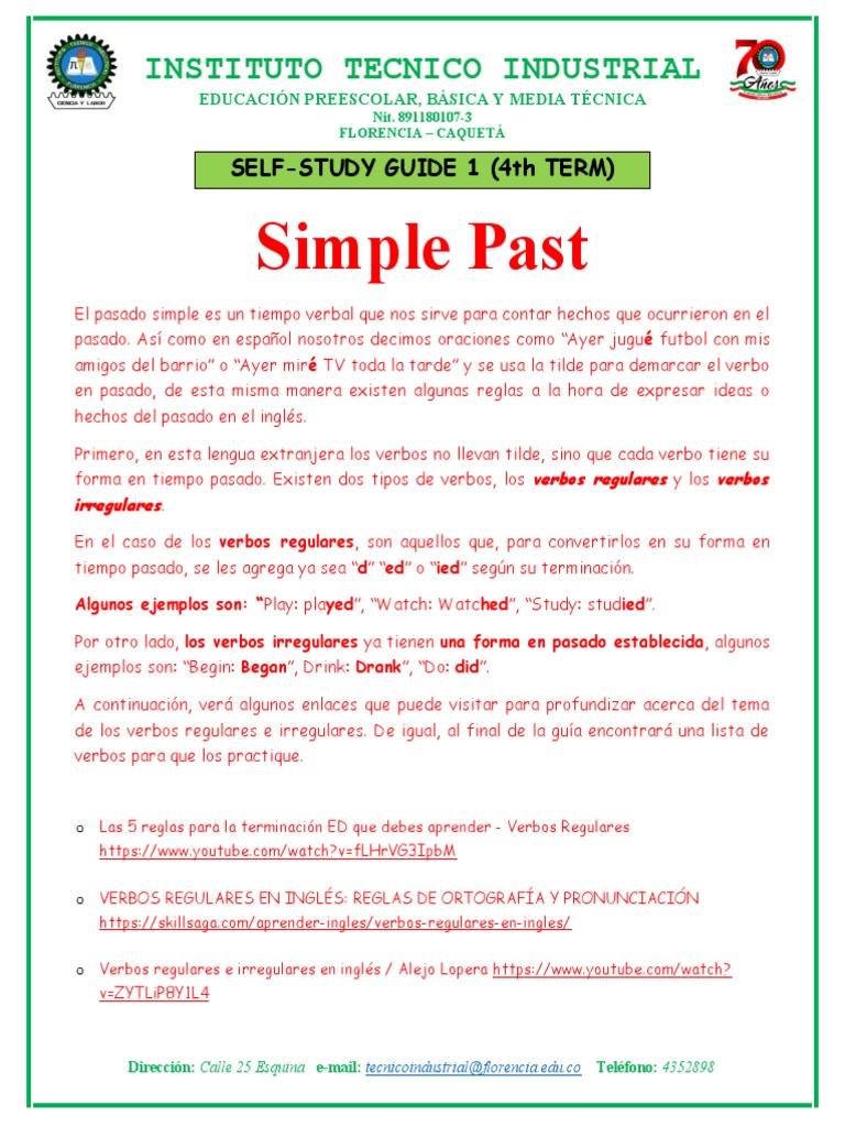 Simple Past (Explanation) | PDF | Verbo | Relaciones sintácticas
