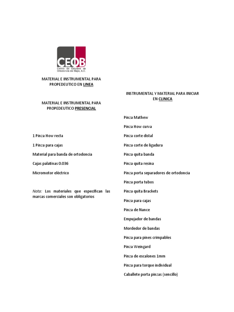 Proforma Instrumental Odontologia | PDF