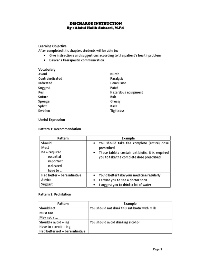Discharge Instruction | PDF | Patient | Emergency Department