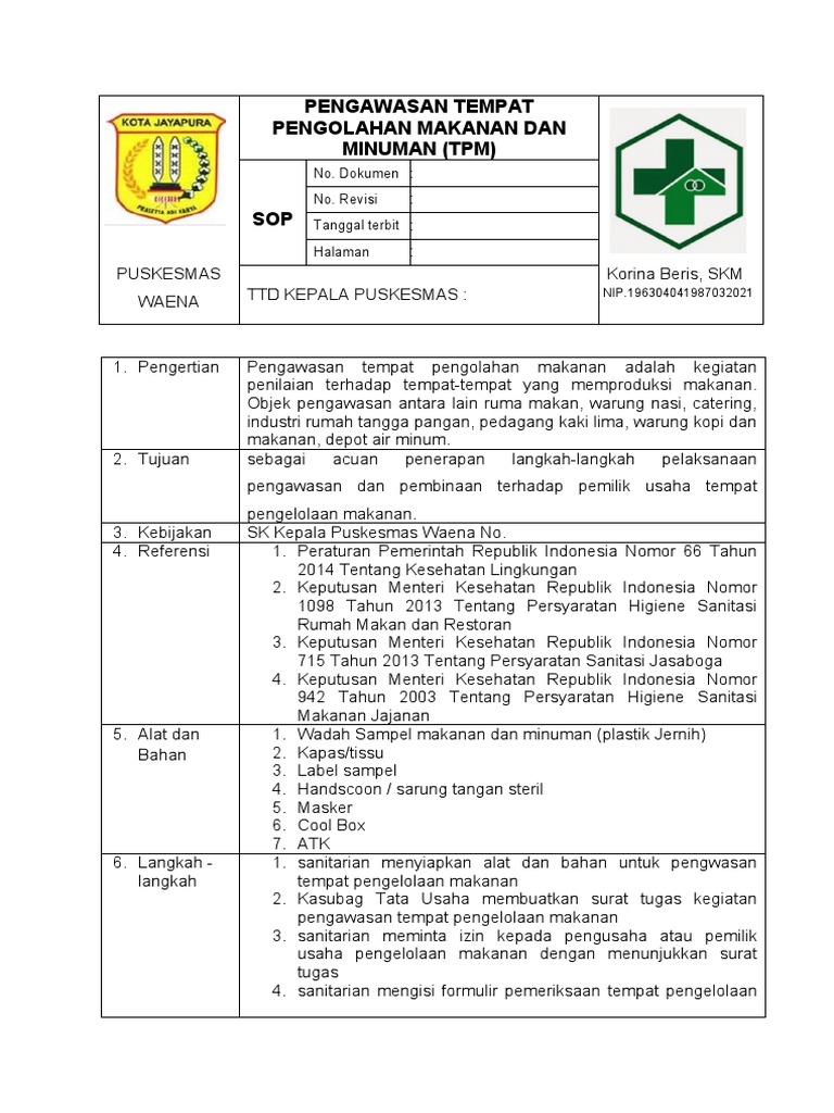 Sop Pengawasan TPM | PDF