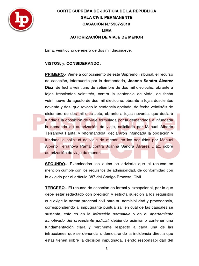 Casacion-5367-2018-Lima-LP Autorización de Viaje Menor de Edad | PDF ... Casacion-5367-2018-Lima-LP Autorización de Viaje Menor de Edad | PDF ...