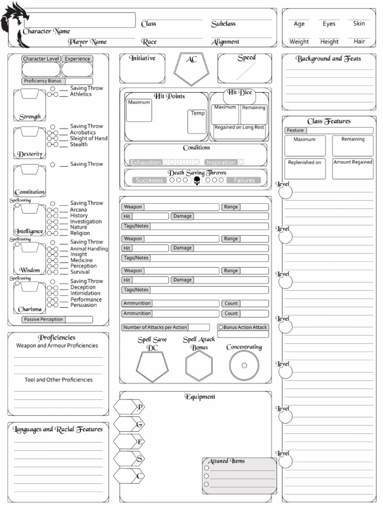 Complete Character Sheet D&D 5e | PDF