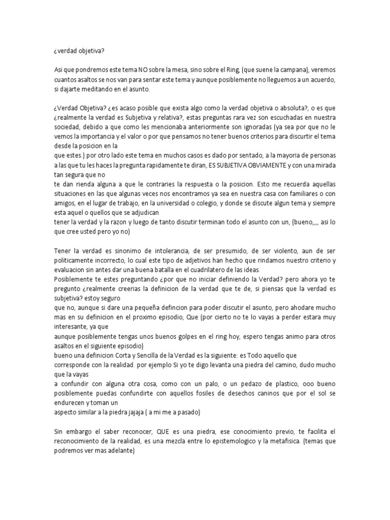 Verdad Objetiva | PDF | Concepto | Verdad