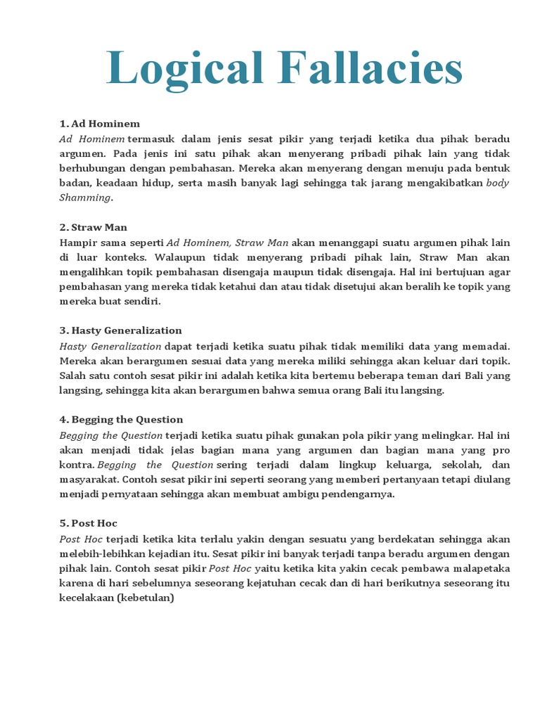 Logical Fallacies | PDF