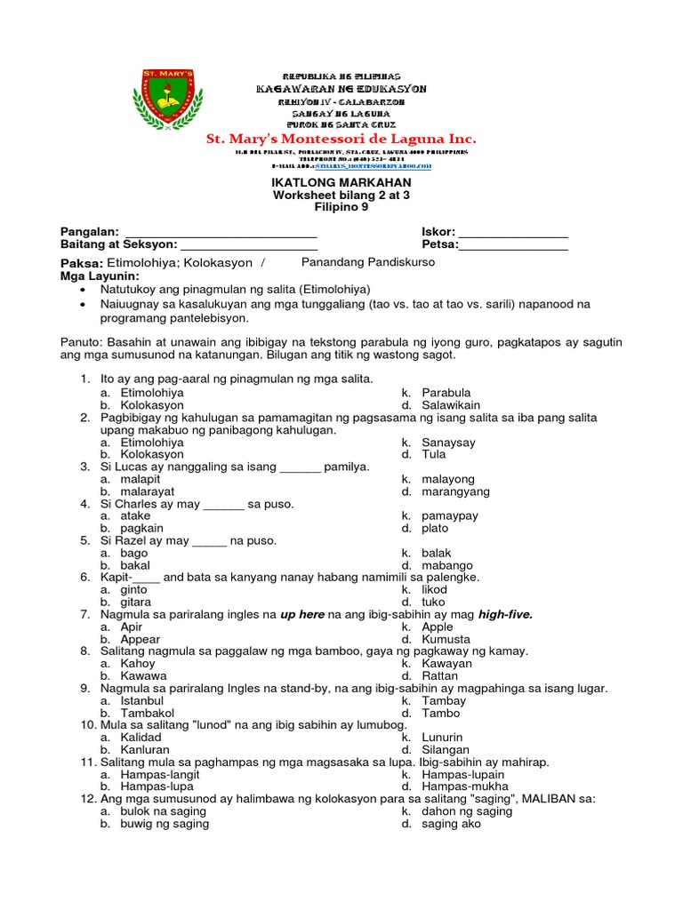 Grade 9 WS2 - 3 | PDF