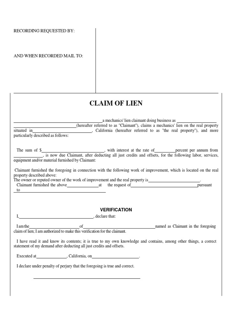 Mechanics Lien Claim | PDF | Notary Public | Perjury