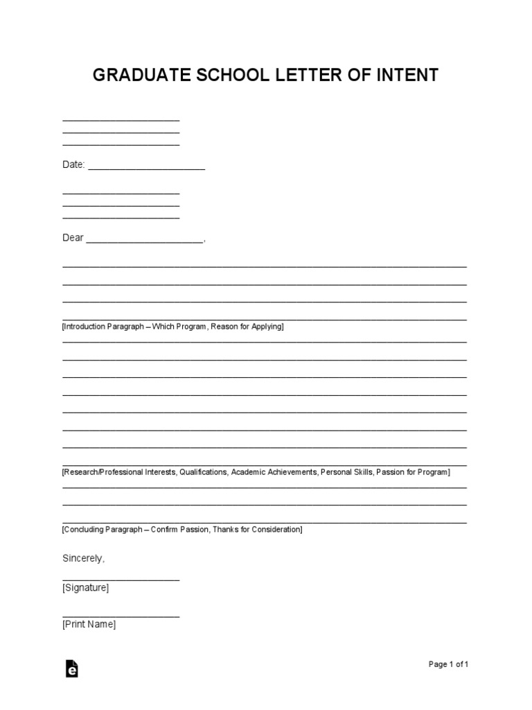 Graduate School Letter of Intent Template | PDF