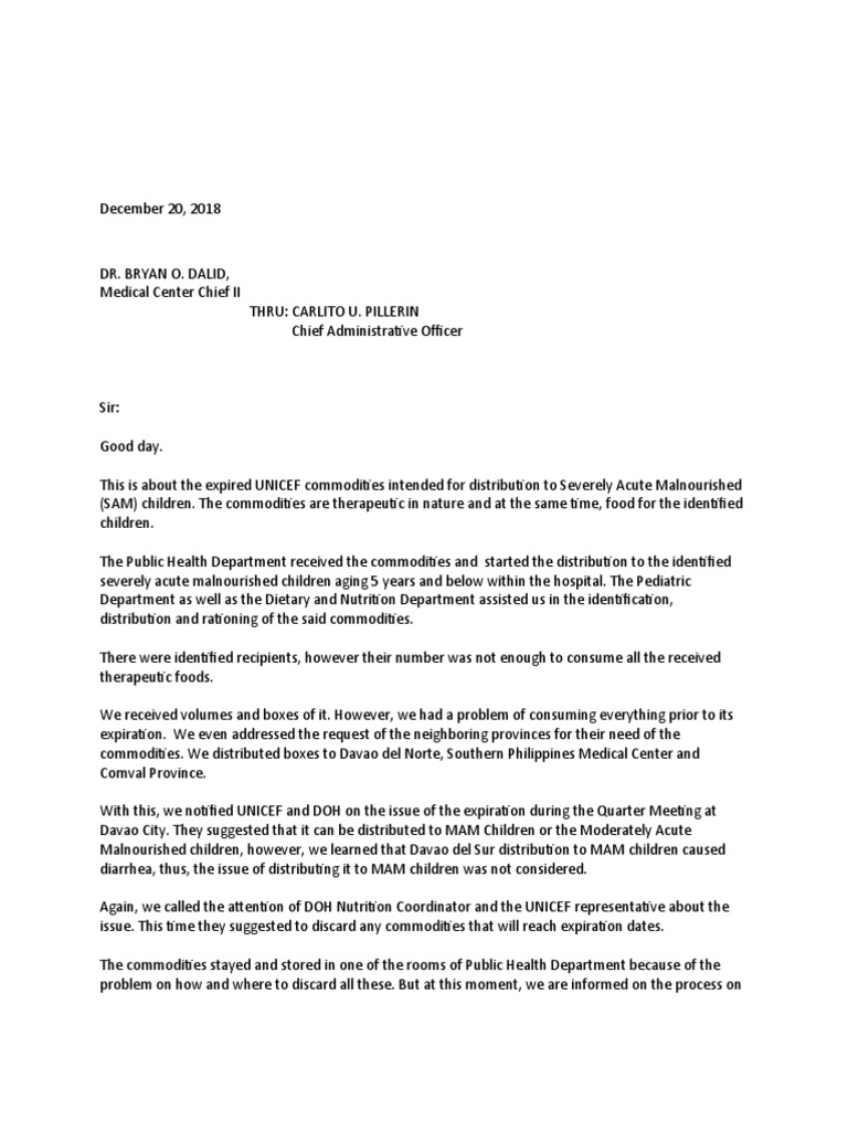 Letter For SAM Commodities | PDF