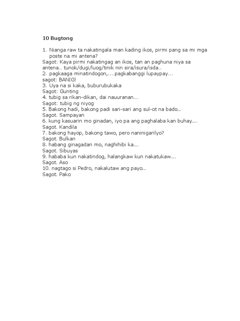 10 Bikol Bugtong | PDF