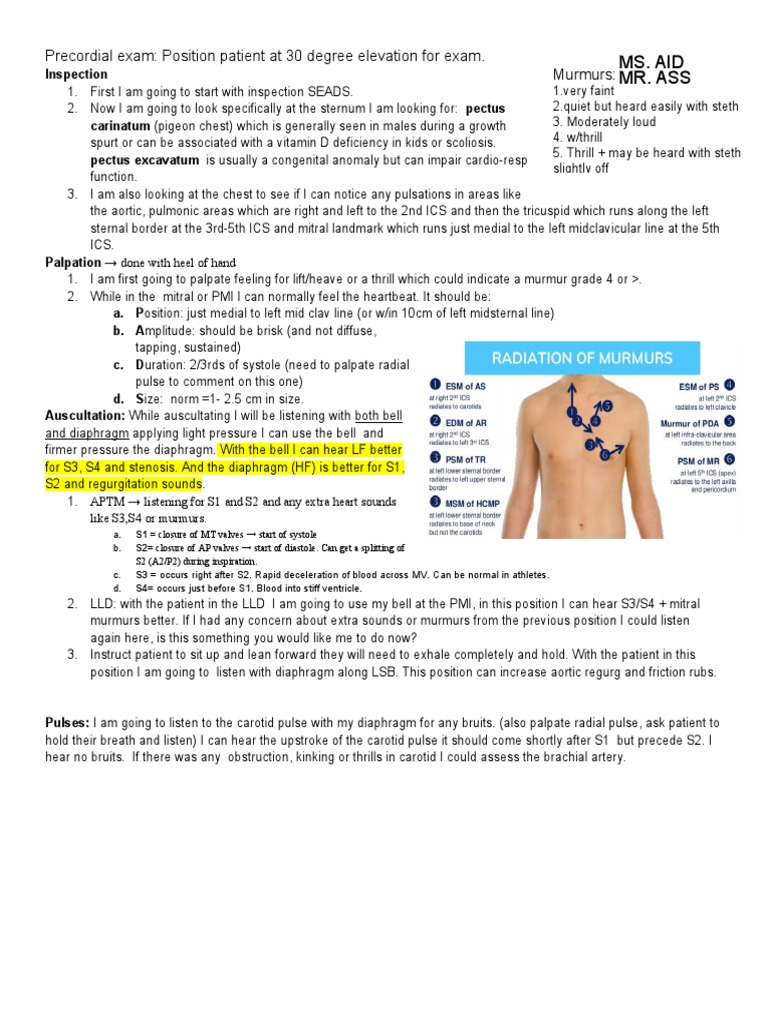 Cardio Script OSCE | Download Free PDF | Cardiovascular System | Angiology