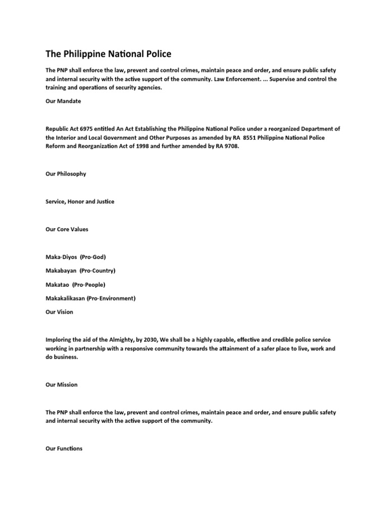 The Philippine National Police | PDF | Police | National Security