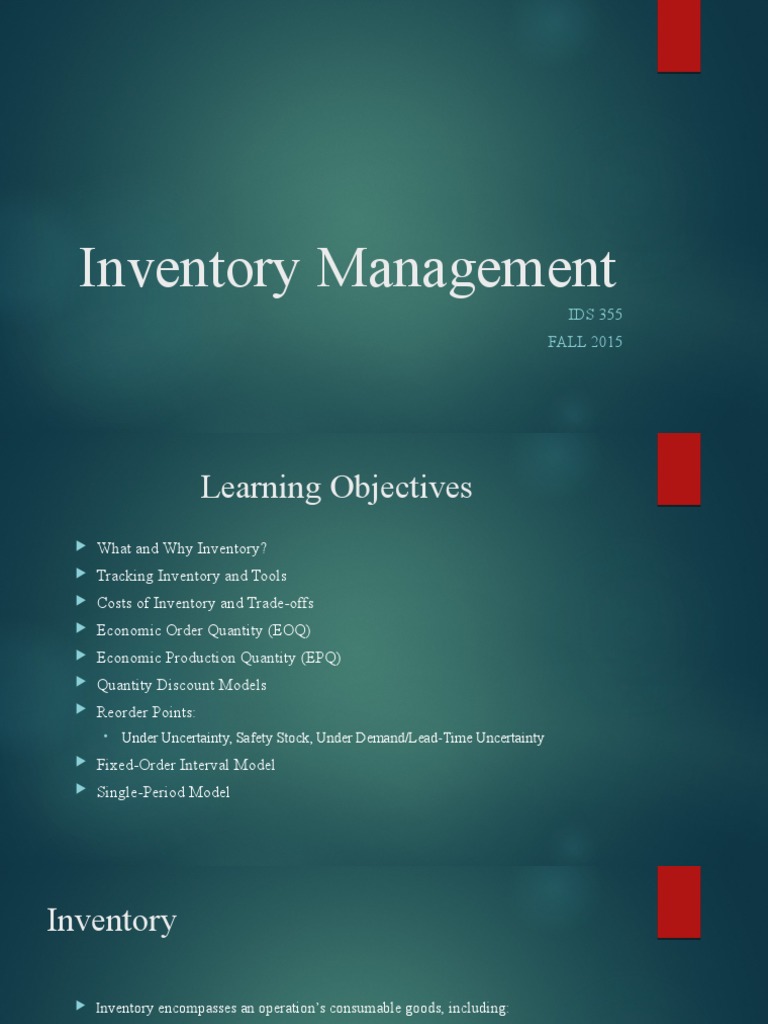 Inventory Management: IDS 355 FALL 2015 | PDF | Inventory | Radio ...