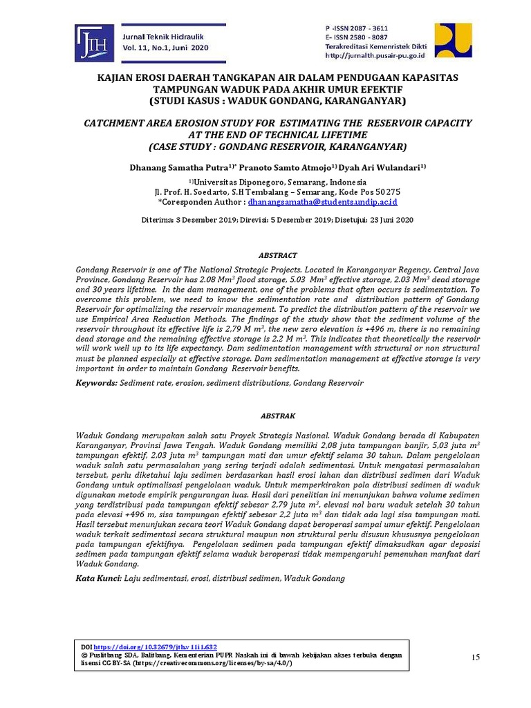 Kajian DTA Waduk Gondang | PDF | Endapan | Waduk