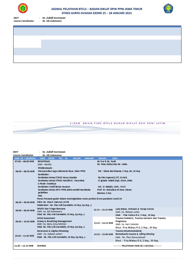 Jadwal Pelatihan BTCLS PPNI Jatim | PDF