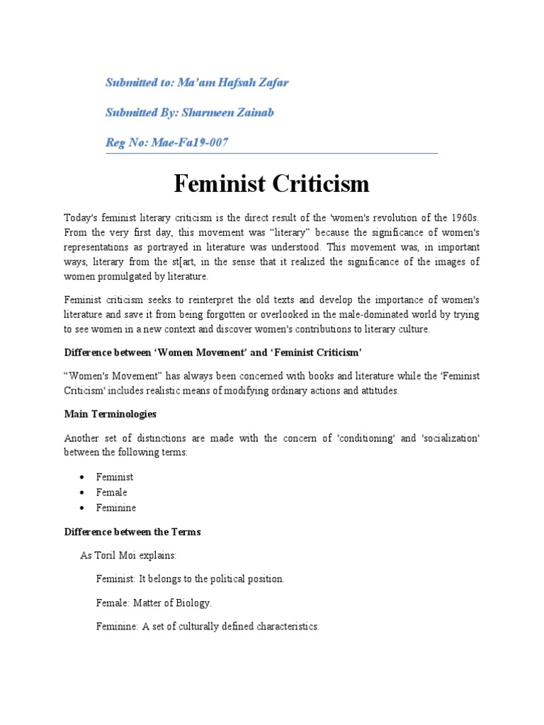 Understanding Feminist Criticism | PDF | Feminism | Gender Studies