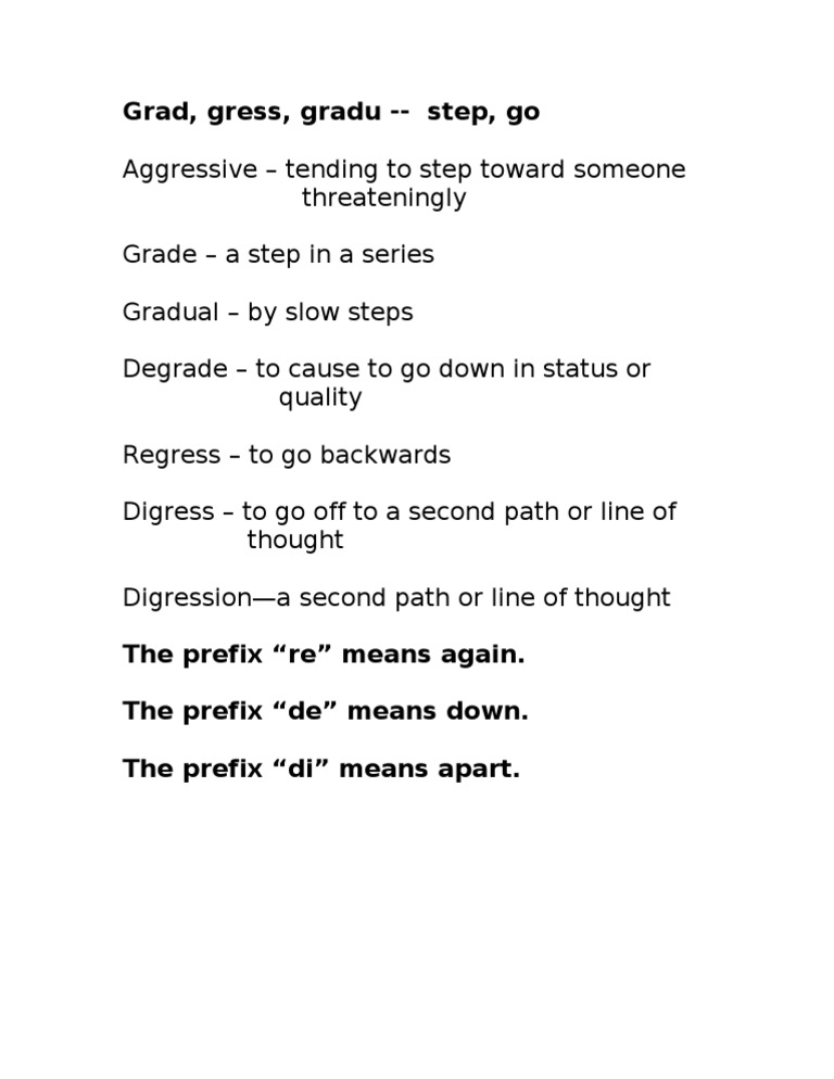 Understanding the Root "Grad" and "Gress" | PDF