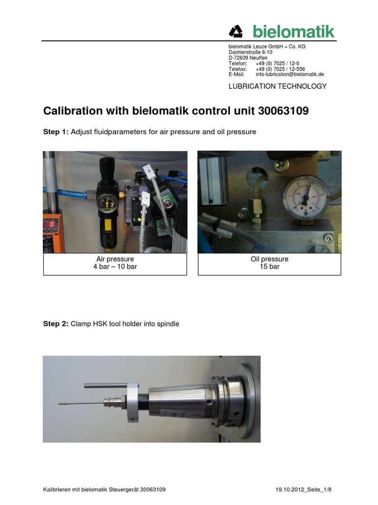 Bielomatik: Calibration With Bielomatik Control Unit 30063109 ...