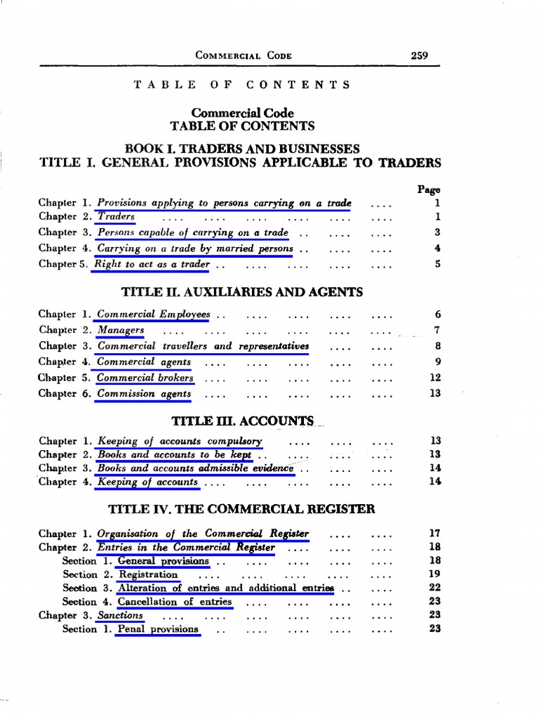 Commercial Code Book I. Traders and Businesses Title I. General ...