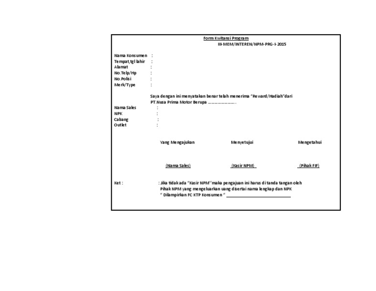 Form Kwitansi Program | PDF